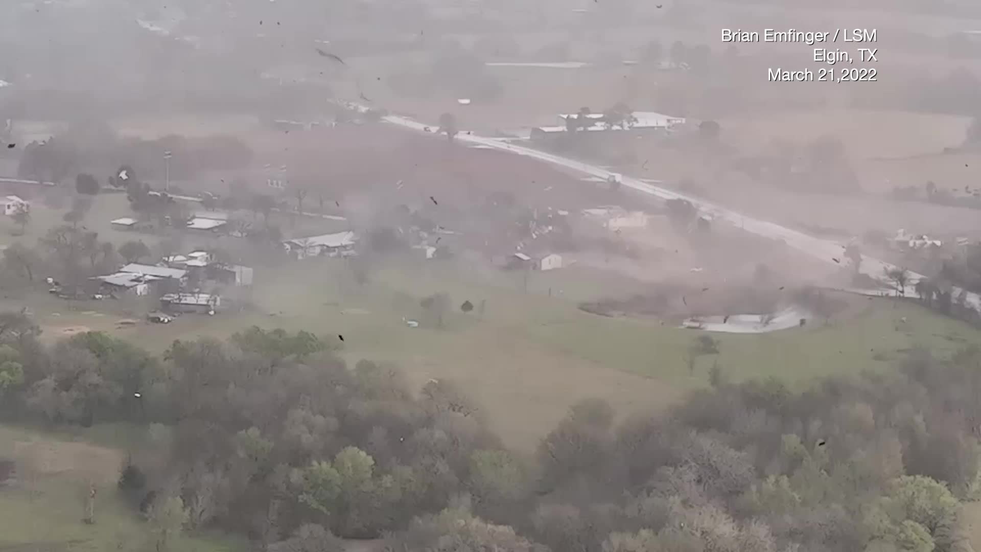 Birds-Eye View as Tornado Rips Apart Homes in Elgin, Texas - Videos ...