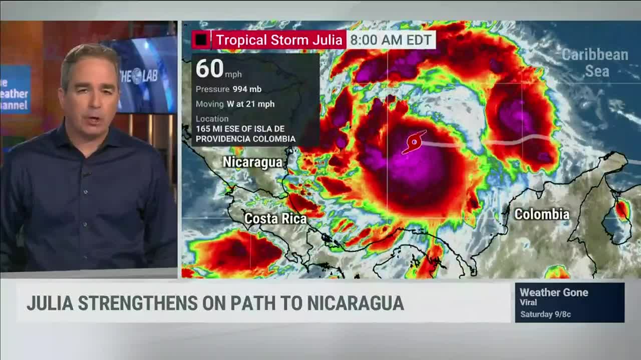 Tropical Storm Julia Strengthens On Path To Nicaragua - Videos from The ...