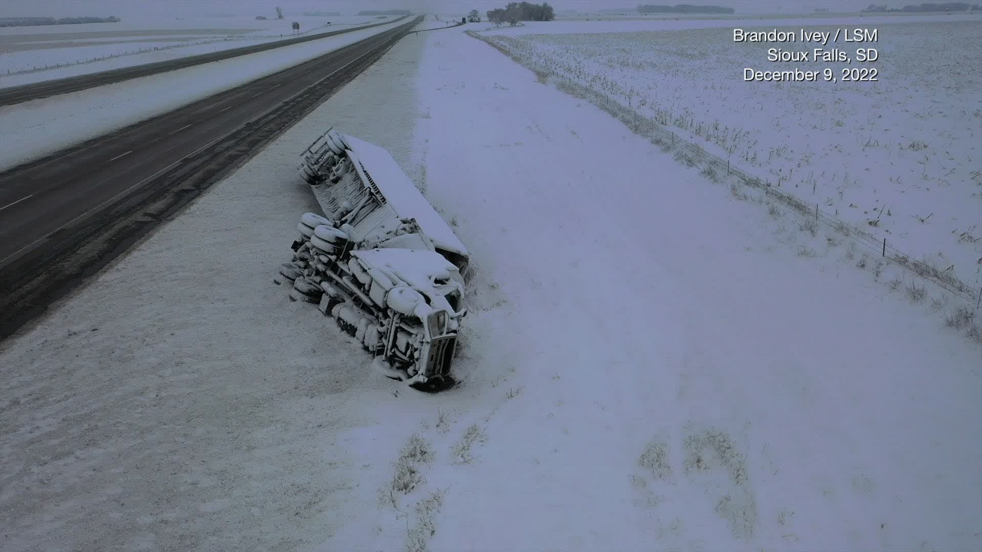 Eerie Scene Of Semi Off Snowy Highway - Videos from The Weather Channel