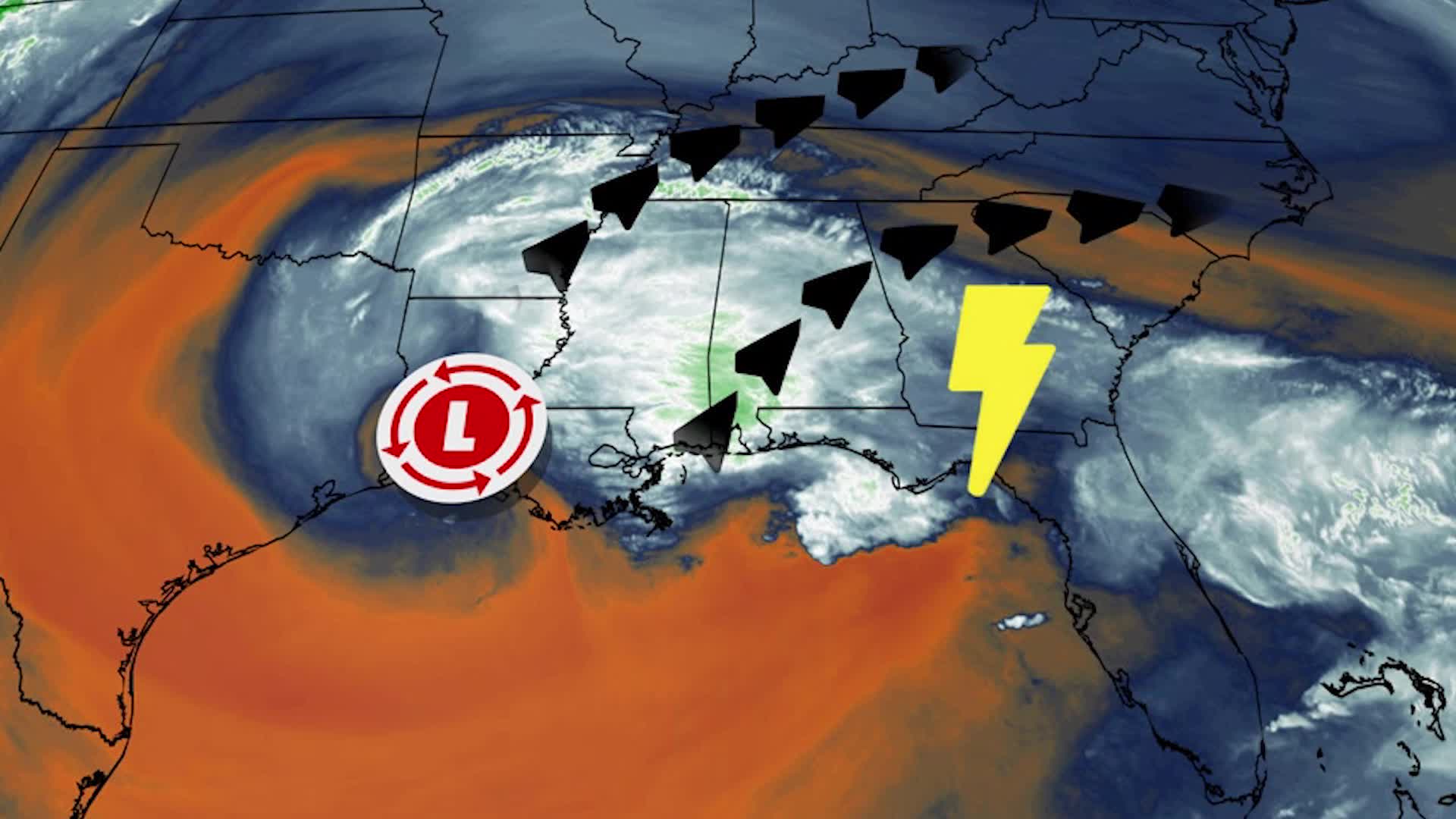 Gulf Low Spreads Soaking Rain, Possible Severe Storms Into Florida And Southeast - Videos from ...
