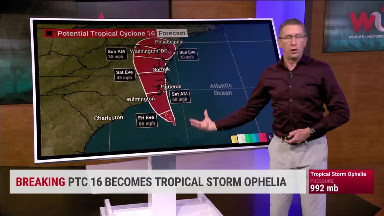 Tropical Storm Ophelia Named Off East Coast Videos From The Weather