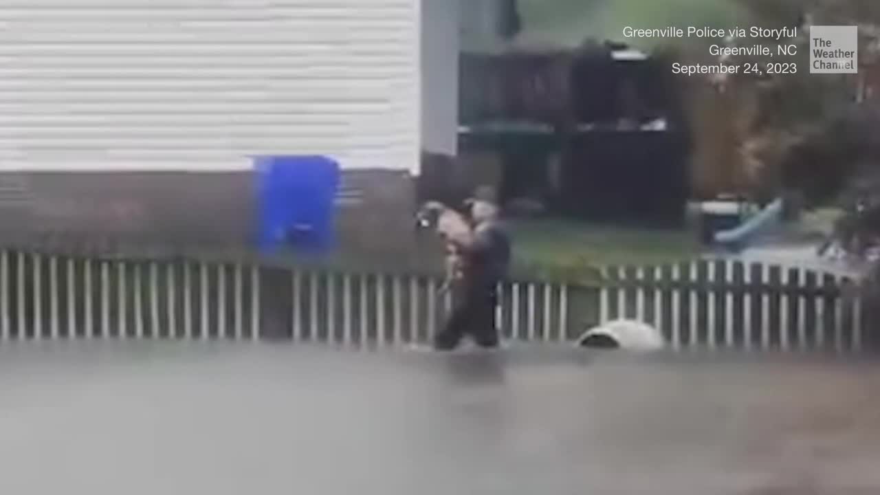 Police Rescue Dog From Rising Floodwaters - Videos from The Weather Channel