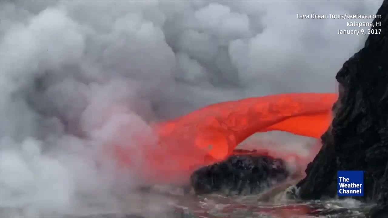 Watching Hot Lava Pour Into Sea - Videos from The Weather Channel