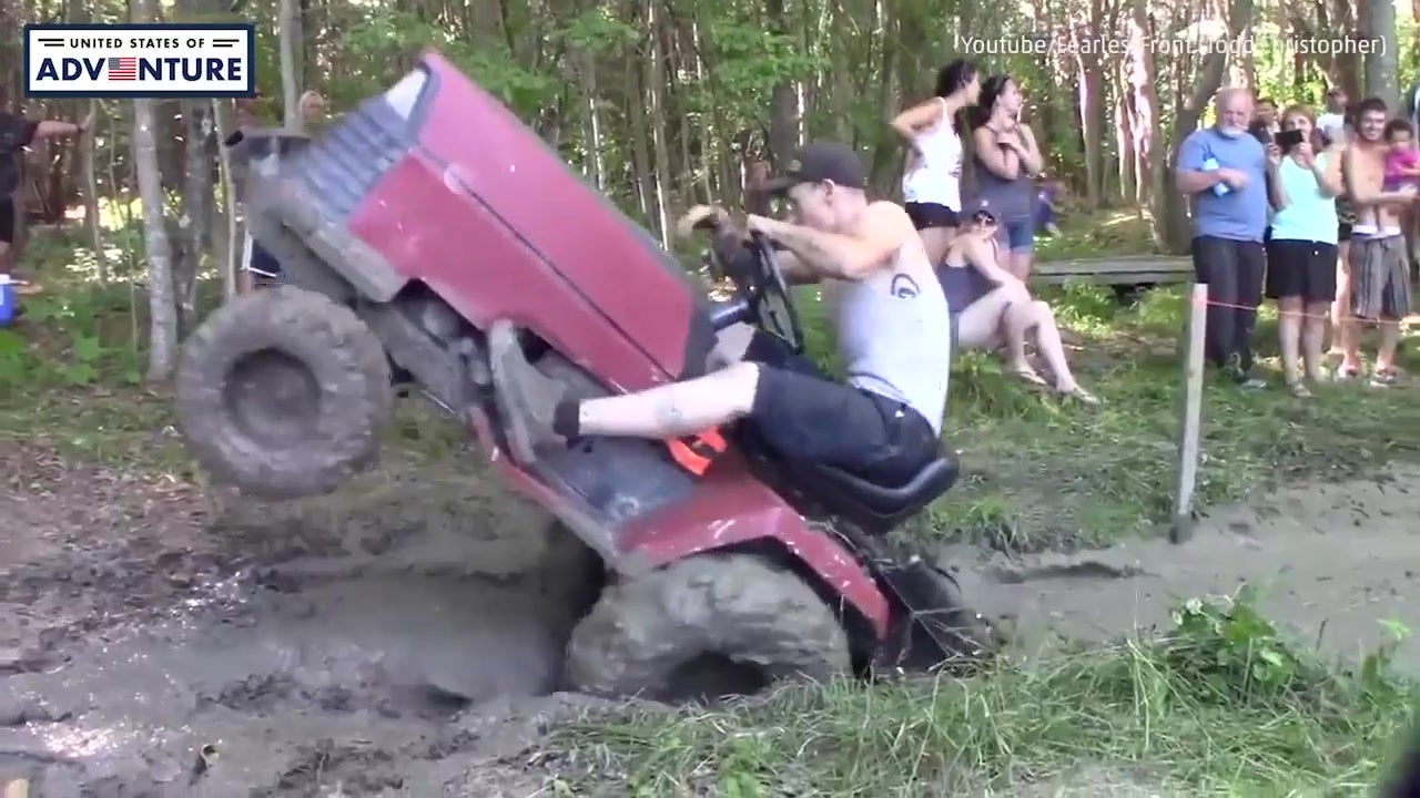 Lifted Lawn Mower Mudding