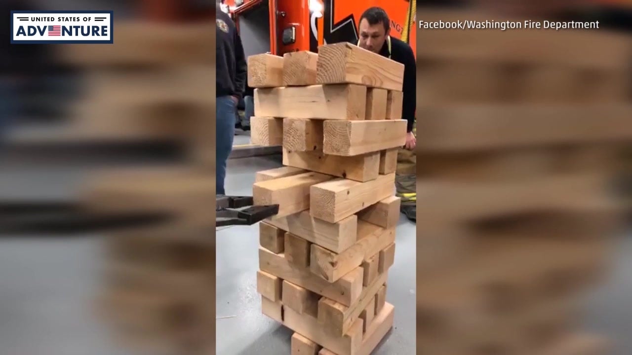 Firefighters Play Jenga to Practice Using Hydraulic Tool - Videos from ...