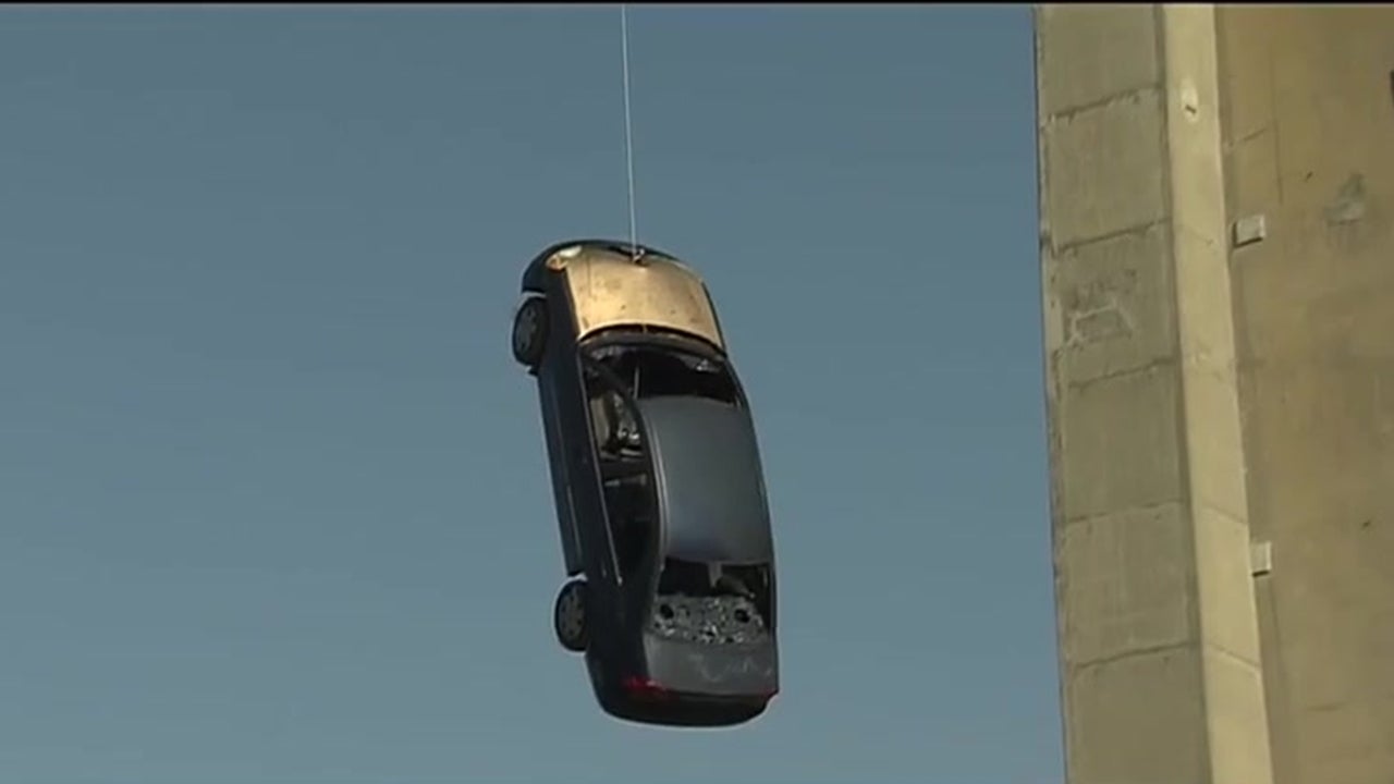 Car Hanging From Bridge in Toronto Likely a Prank - Videos from The ...