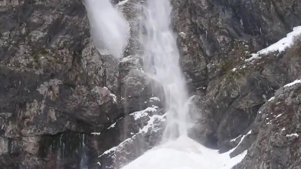 Extraordinary Sight: Snow Flows from Waterfall - Videos from The ...